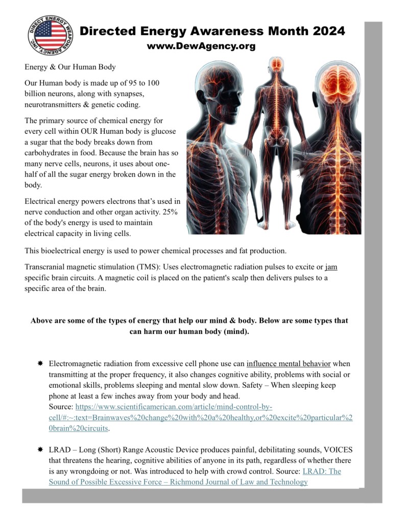 Directed Energy Awareness Month AUGUST 2024 – Direct Energy Weapons ...